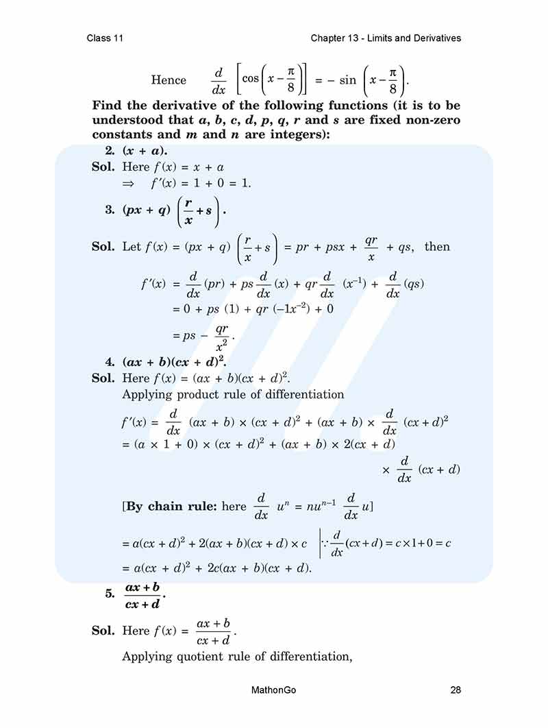 NCERT Solutions for Class 11 Maths Chapter 13 – Limits and Derivatives – MathonGo