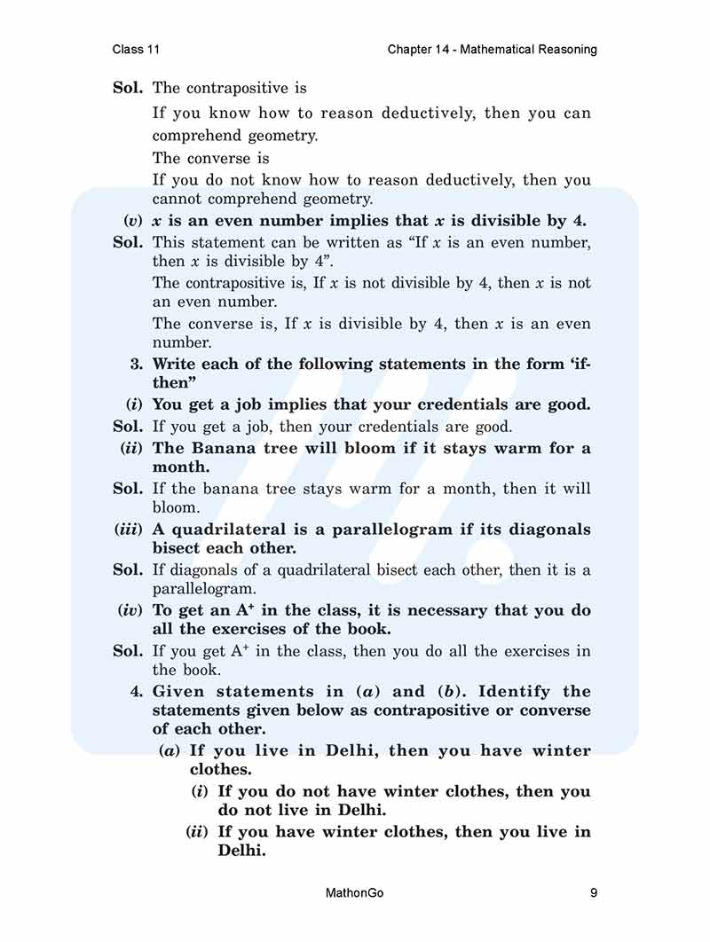 NCERT Solutions for Class 11 Maths Chapter 14 – Mathematical Reasoning ...