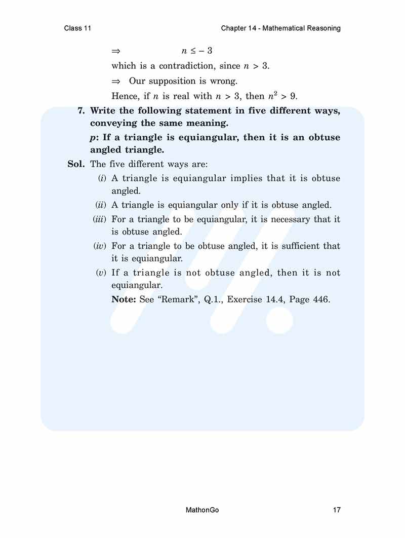 NCERT Solutions for Class 11 Maths Chapter 14 – Mathematical Reasoning ...