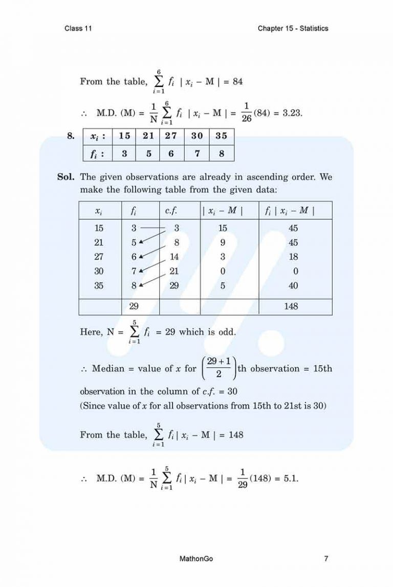 NCERT Solutions for Class 11 Maths Chapter 15 – Statistics – MathonGo