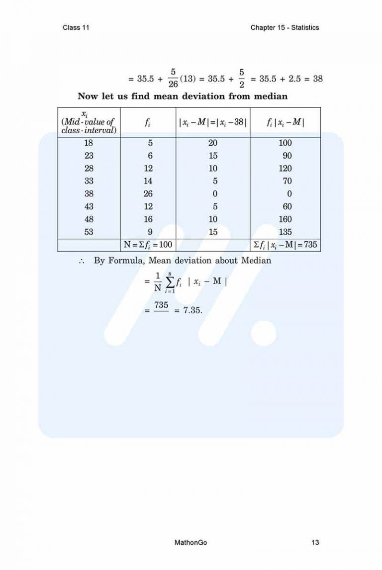 NCERT Solutions for Class 11 Maths Chapter 15 – Statistics – MathonGo