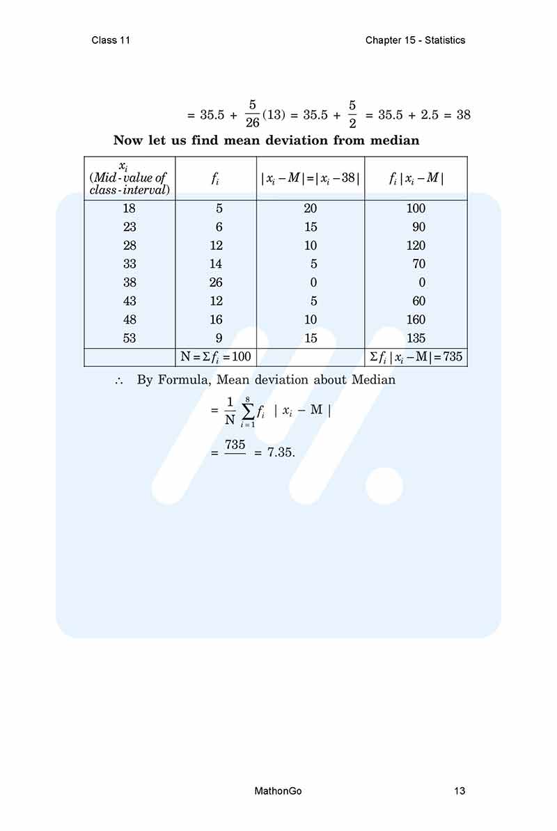 NCERT Solutions for Class 11 Maths Chapter 15 – Statistics – MathonGo