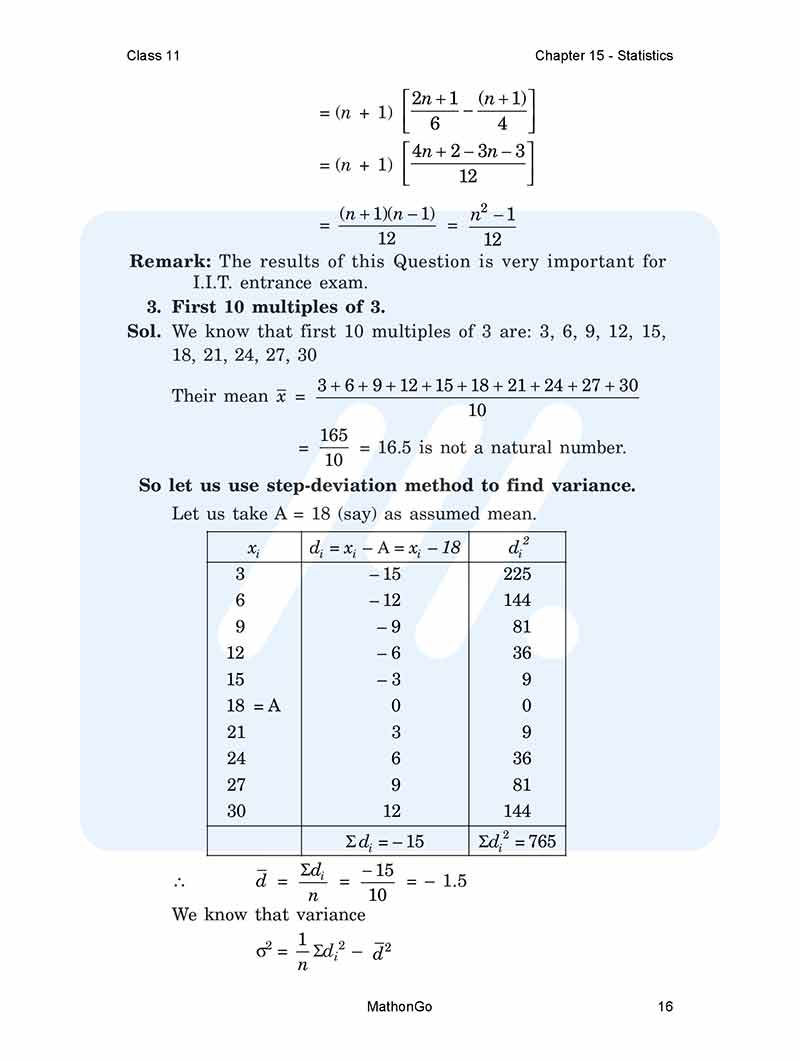 NCERT Solutions for Class 11 Maths Chapter 15 – Statistics – MathonGo