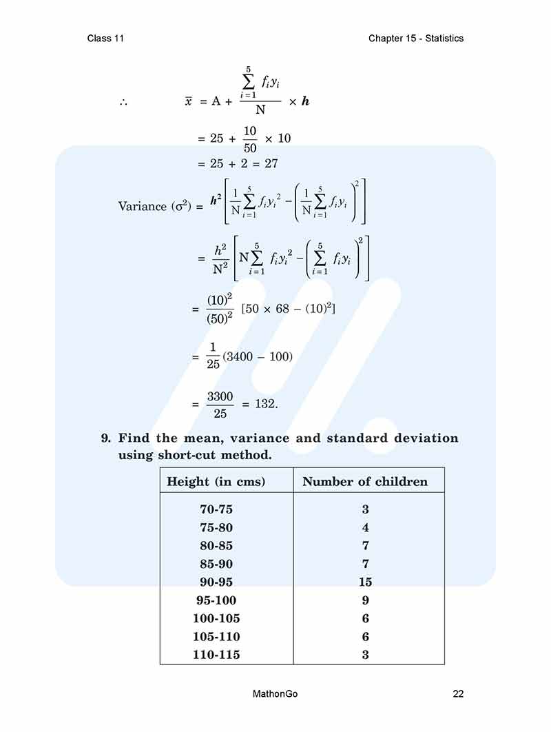 NCERT Solutions for Class 11 Maths Chapter 15 – Statistics – MathonGo