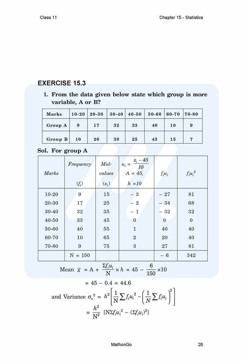 NCERT Solutions for Class 11 Maths Chapter 15 – Statistics – MathonGo