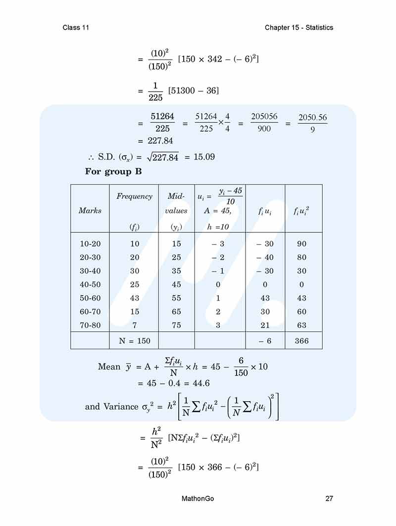 NCERT Solutions for Class 11 Maths Chapter 15 – Statistics – MathonGo