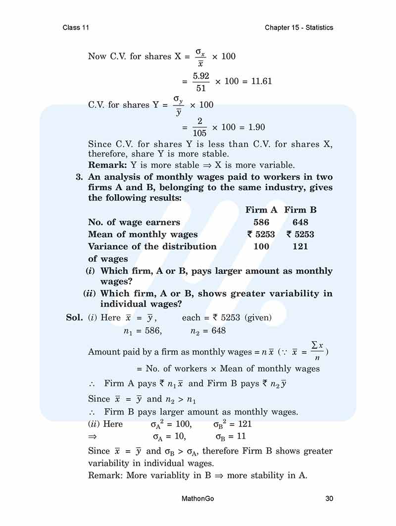 NCERT Solutions for Class 11 Maths Chapter 15 – Statistics – MathonGo
