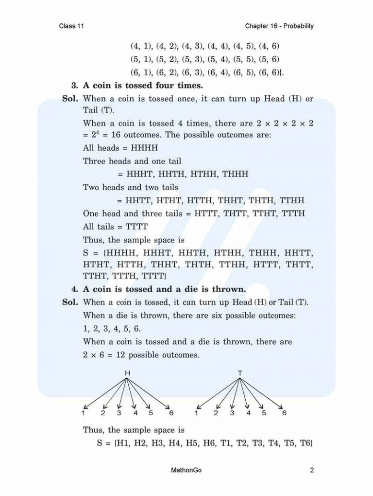 NCERT Solutions for Class 11 Maths Chapter 16 – Probability – MathonGo