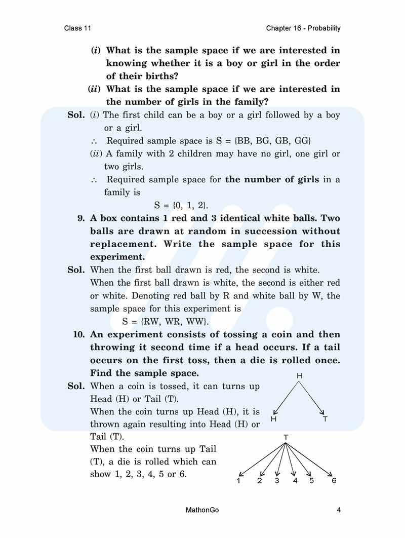 NCERT Solutions for Class 11 Maths Chapter 16 – Probability – MathonGo