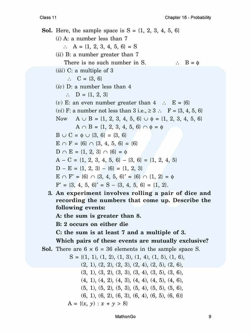 NCERT Solutions for Class 11 Maths Chapter 16 – Probability – MathonGo