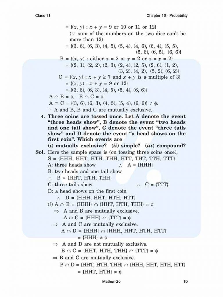 NCERT Solutions for Class 11 Maths Chapter 16 – Probability – MathonGo