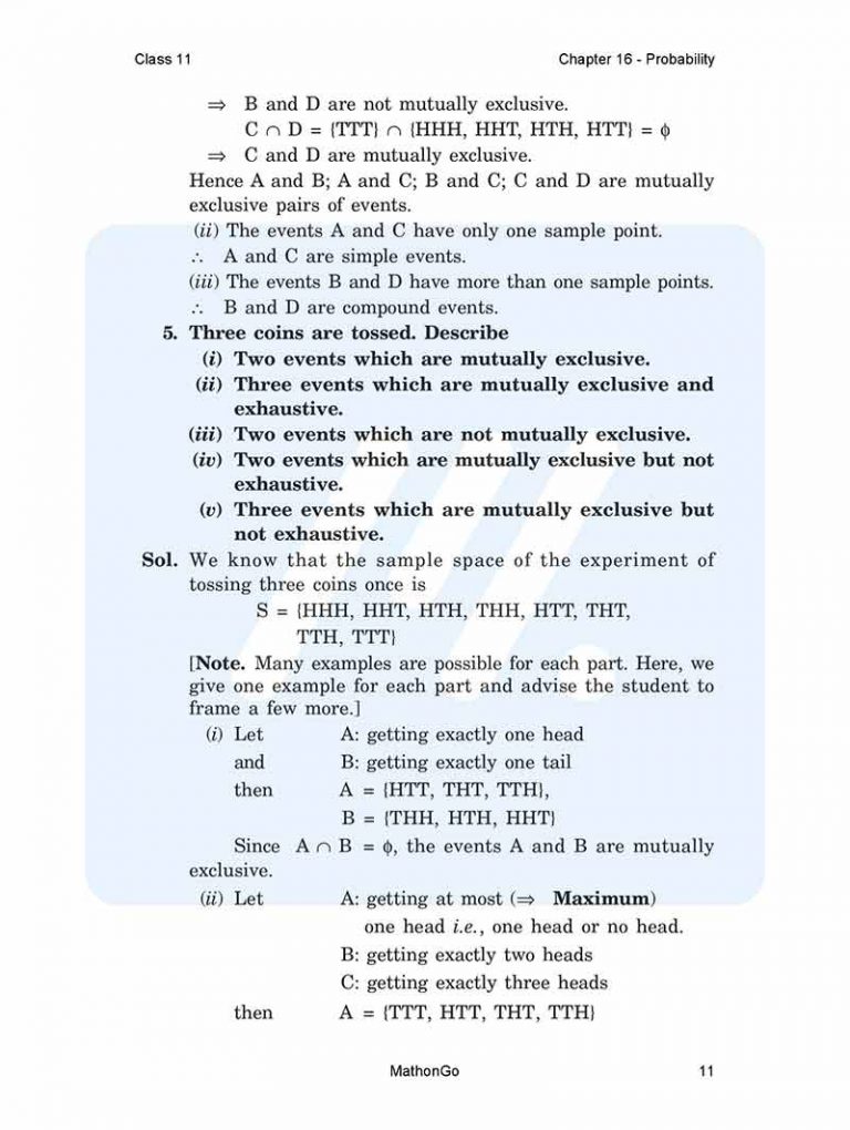NCERT Solutions for Class 11 Maths Chapter 16 – Probability – MathonGo