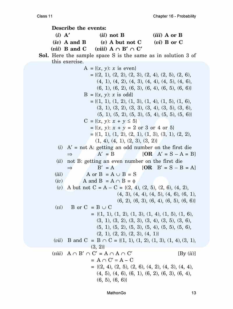NCERT Solutions for Class 11 Maths Chapter 16 – Probability – MathonGo