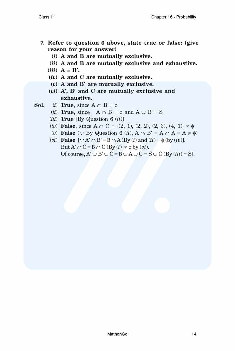 NCERT Solutions for Class 11 Maths Chapter 16 – Probability – MathonGo