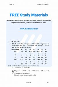 NCERT Solutions for Class 11 Maths Chapter 16 – Probability – MathonGo