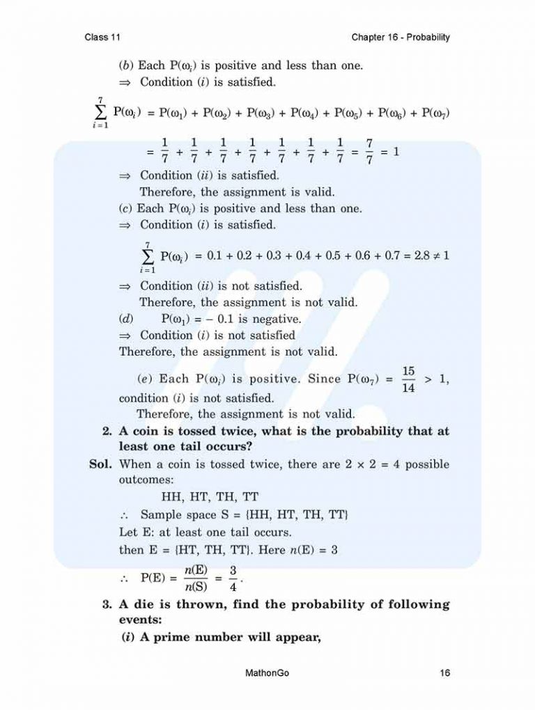 NCERT Solutions for Class 11 Maths Chapter 16 – Probability – MathonGo