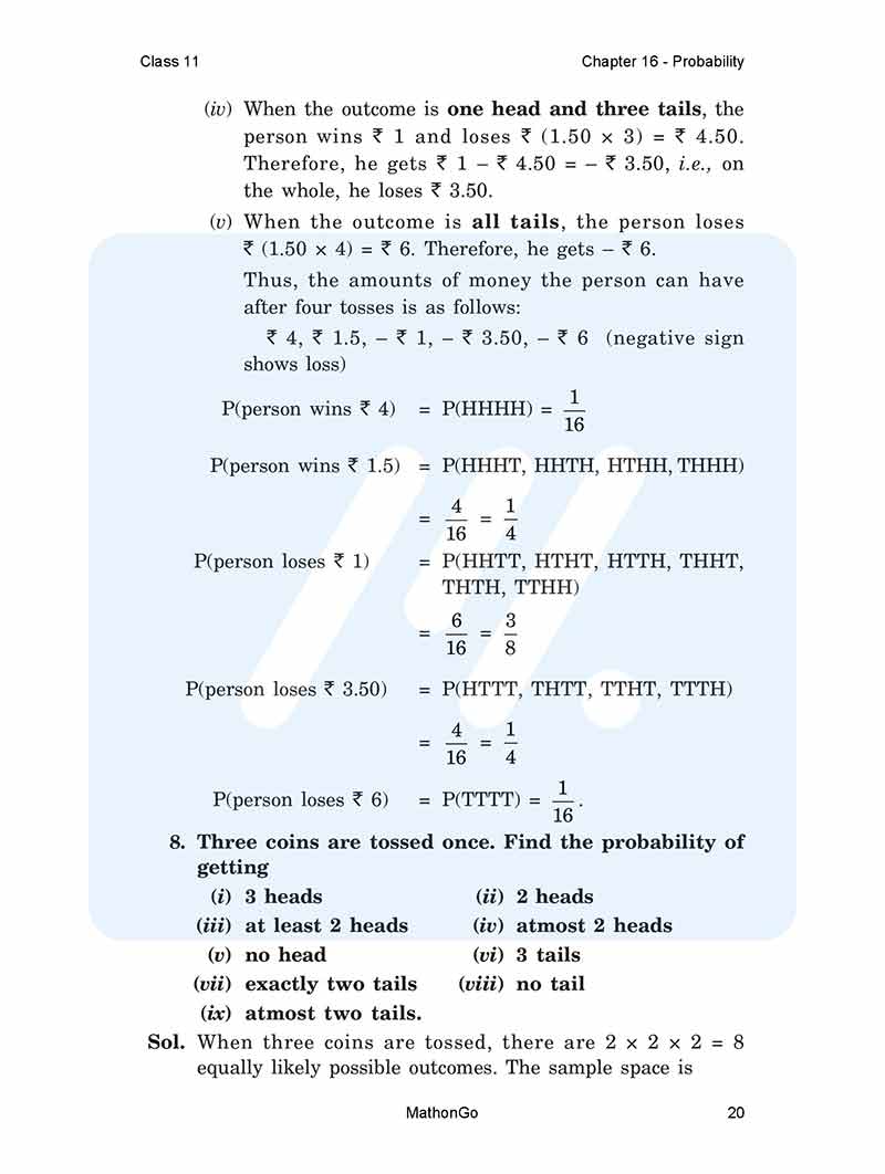 NCERT Solutions for Class 11 Maths Chapter 16 – Probability – MathonGo