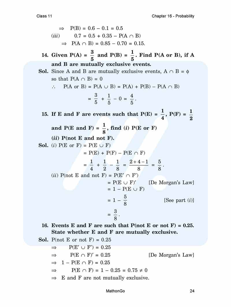 NCERT Solutions for Class 11 Maths Chapter 16 – Probability – MathonGo