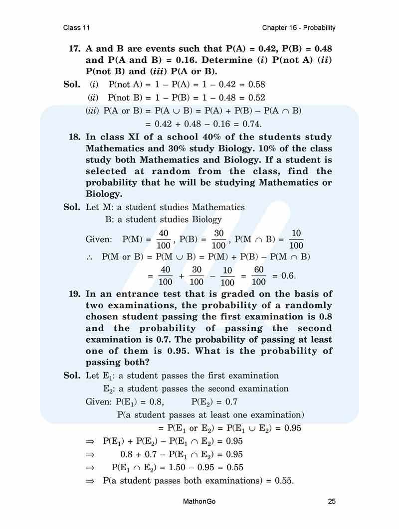 NCERT Solutions for Class 11 Maths Chapter 16 – Probability – MathonGo