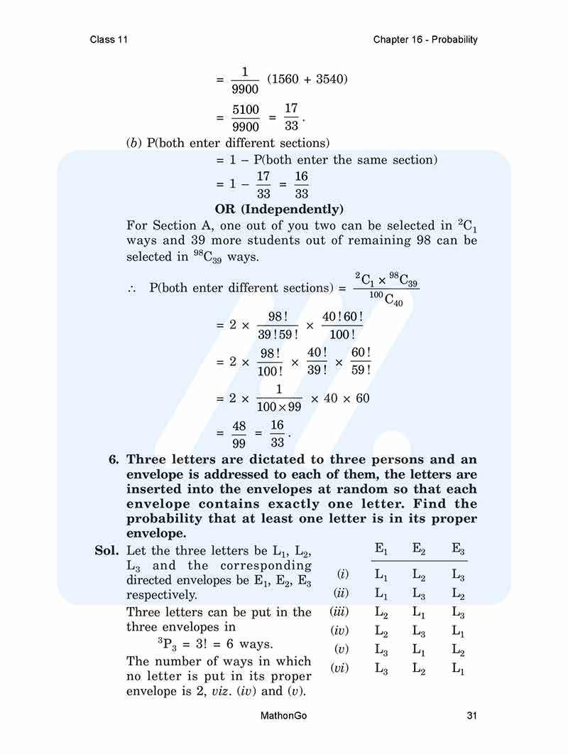 NCERT Solutions for Class 11 Maths Chapter 16 – Probability – MathonGo