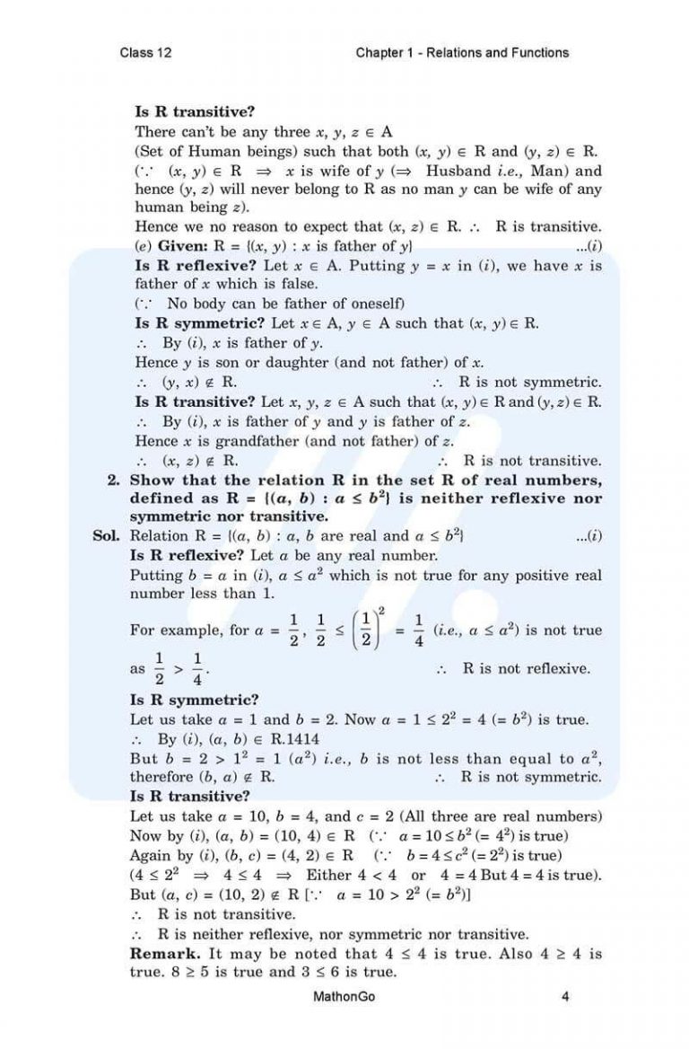 NCERT Solutions for Class 12 Maths Chapter 1 Exercise 1.1 – MathonGo