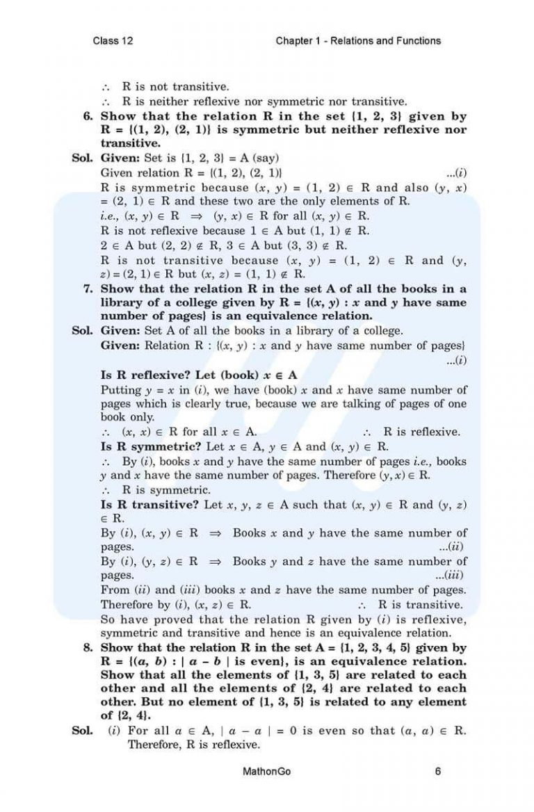 NCERT Solutions for Class 12 Maths Chapter 1 – Relations and Functions ...