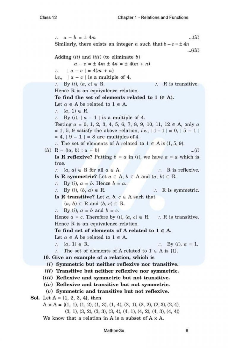 NCERT Solutions for Class 12 Maths Chapter 1 Exercise 1.1 – MathonGo