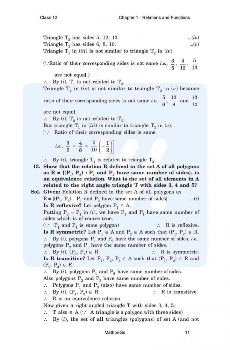 NCERT Solutions for Class 12 Maths Chapter 1 – Relations and Functions ...