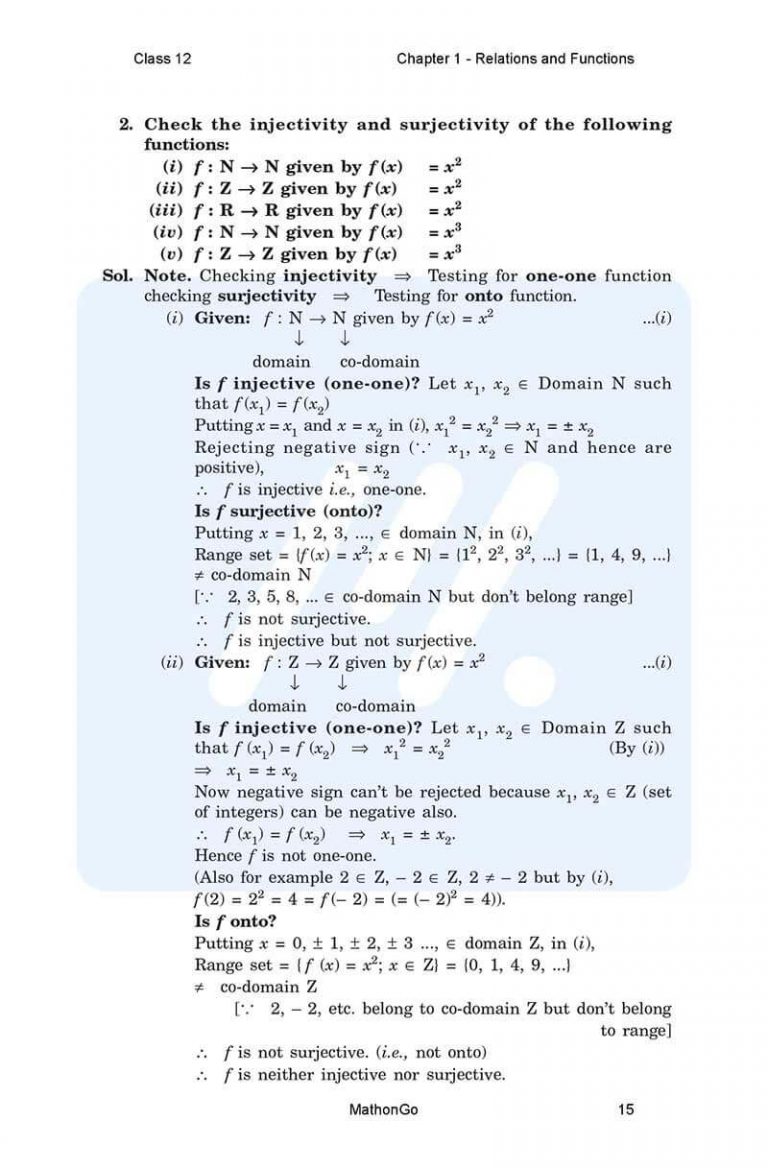 NCERT Solutions for Class 12 Maths Chapter 1 – Relations and Functions ...