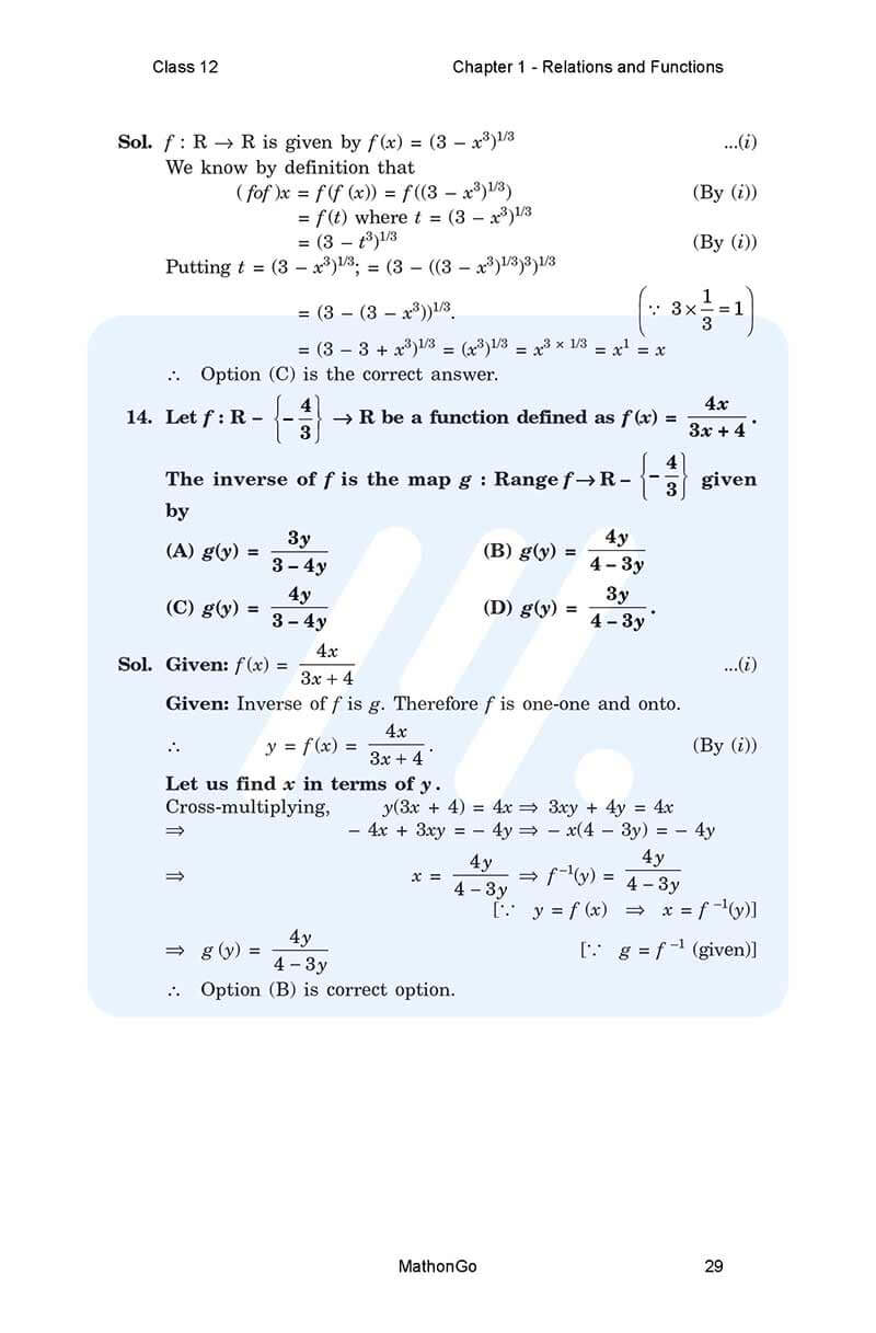 Ncert Solutions For Class 12 Maths Chapter 1 Relations And Functions