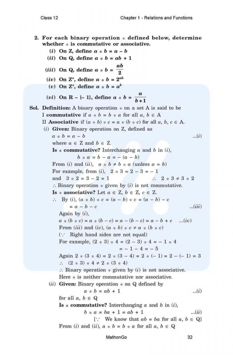 Ncert Solutions For Class 12 Maths Chapter 1 Relations And Functions