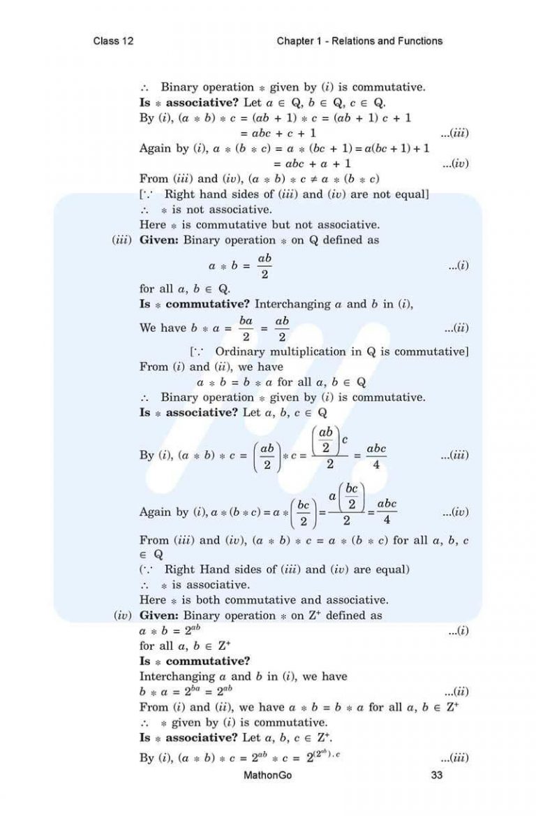 NCERT Solutions for Class 12 Maths Chapter 1 – Relations and Functions ...