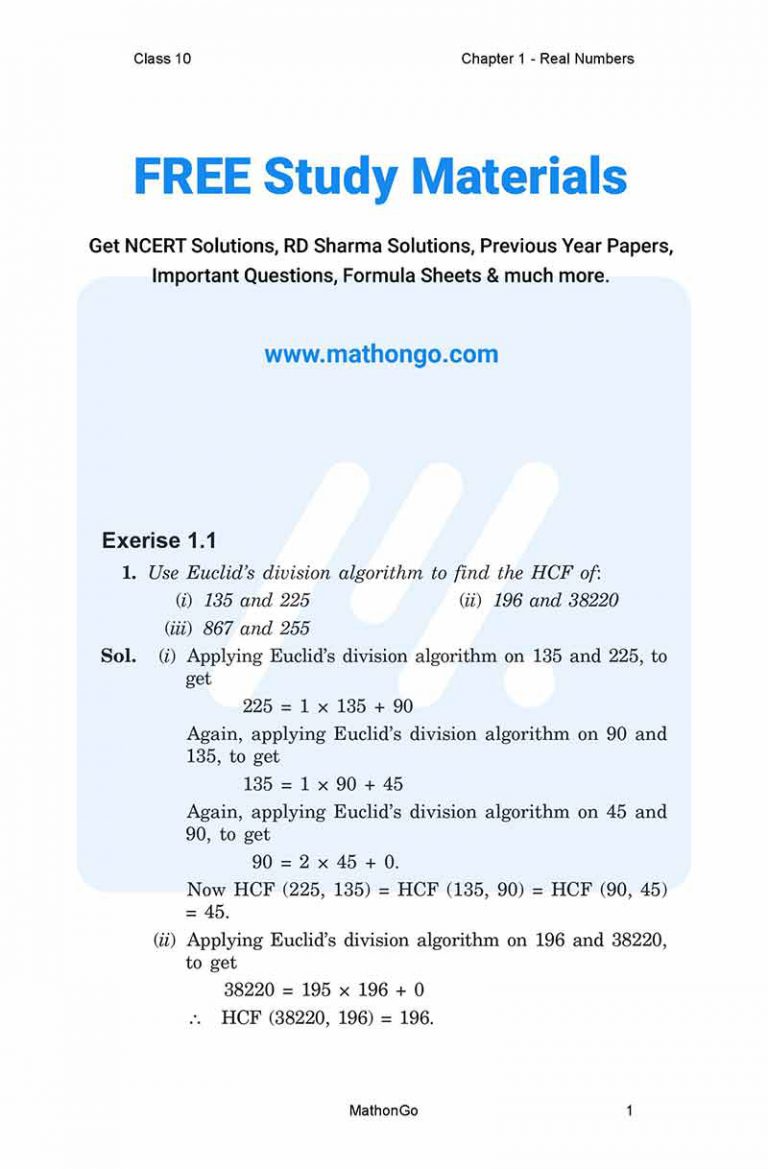 NCERT Solutions for Class 10 Maths Chapter 1 – Real Numbers – MathonGo
