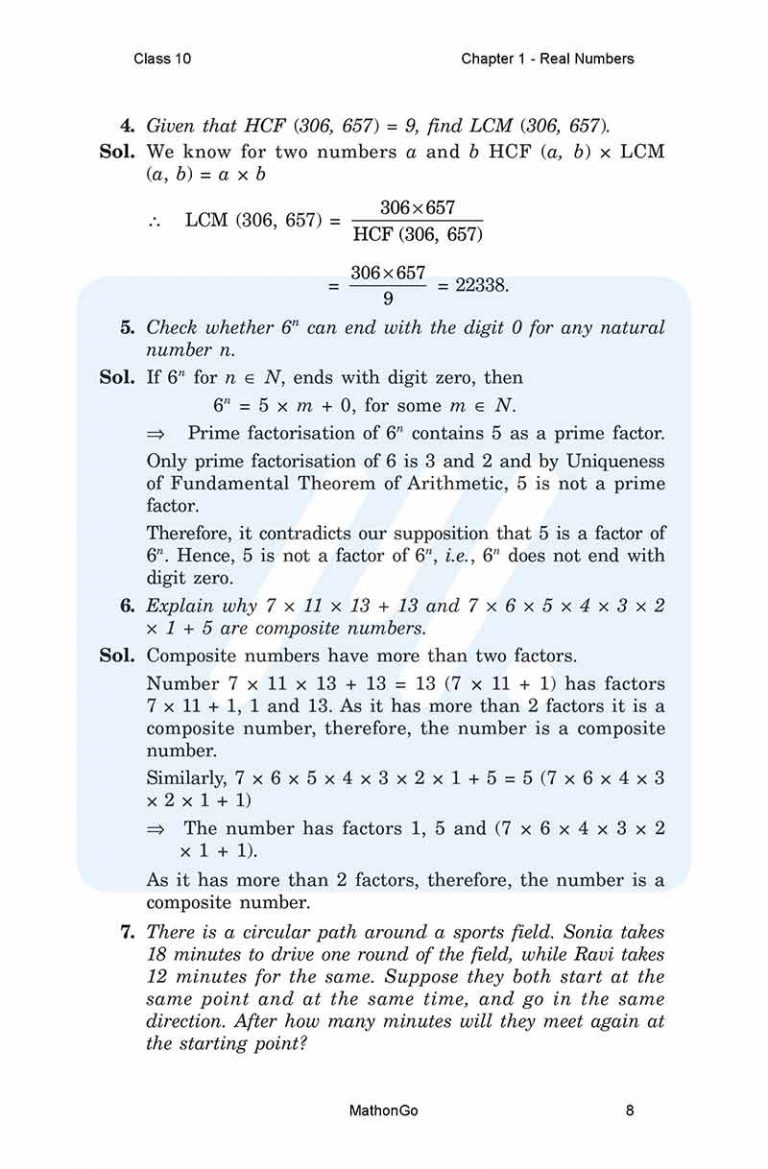 NCERT Solutions for Class 10 Maths Chapter 1 – Real Numbers – MathonGo