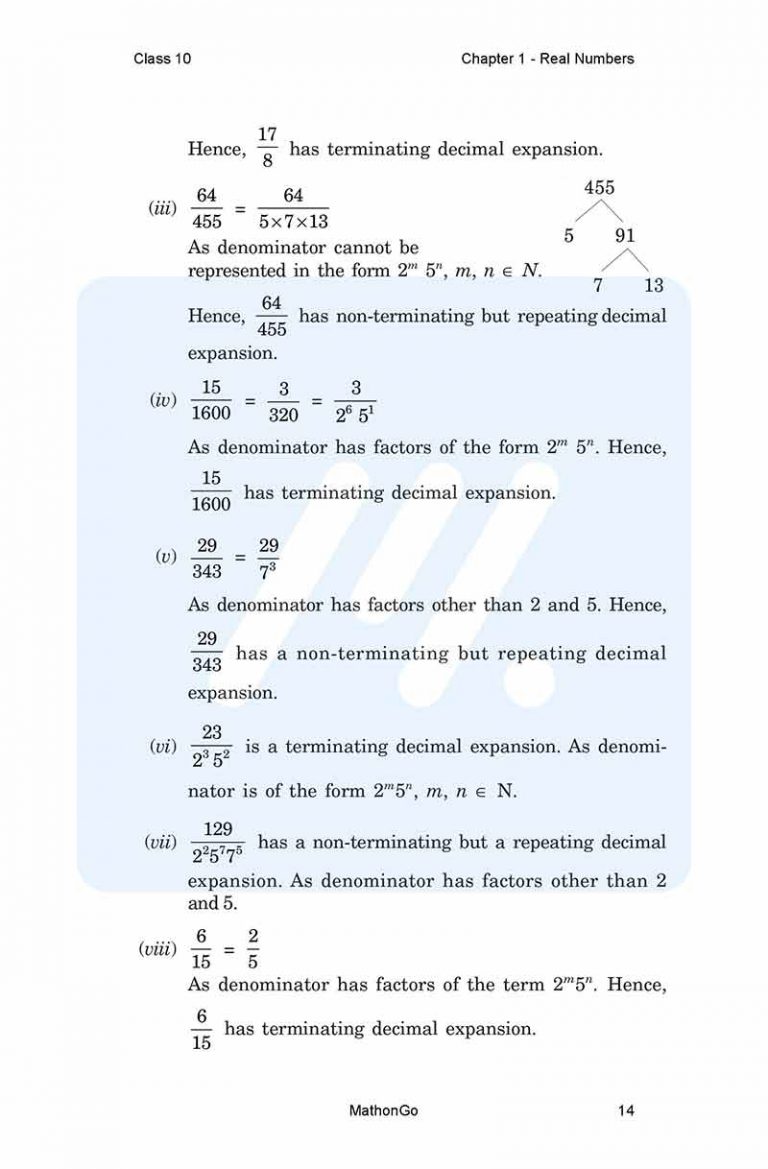 NCERT Solutions for Class 10 Maths Chapter 1 – Real Numbers – MathonGo
