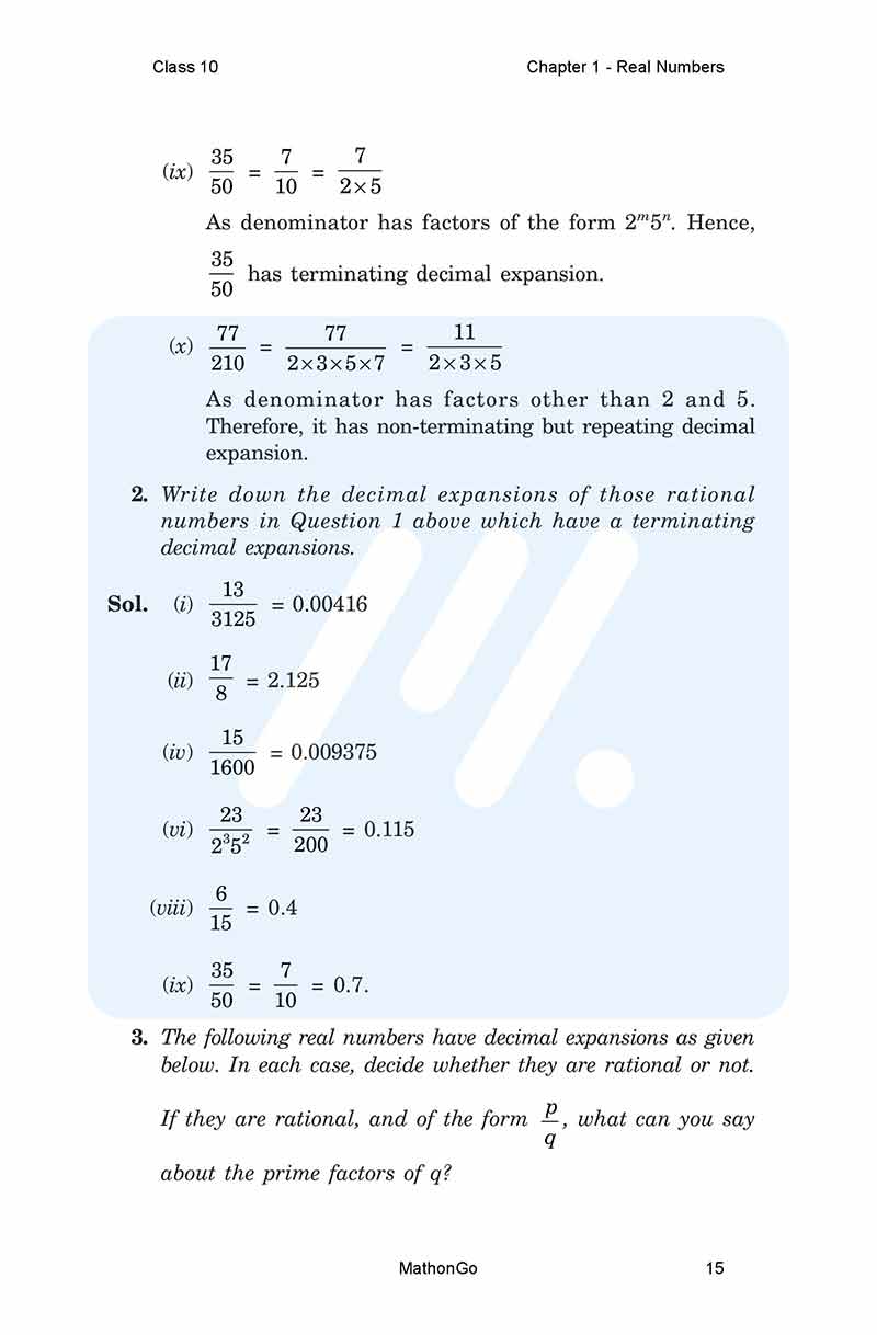 NCERT Solutions for Class 10 Maths Chapter 1 – Real Numbers – MathonGo