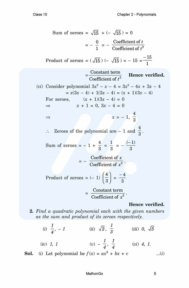 NCERT Solutions for Class 10 Maths Chapter 2 Exercise 2.2 – MathonGo