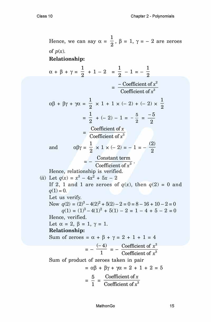 NCERT Solutions for Class 10 Maths Chapter 2 – Polynomials – MathonGo