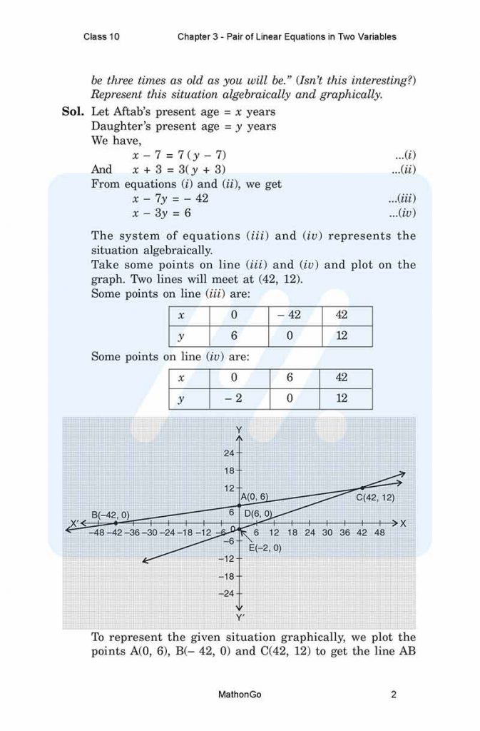 NCERT Solutions For Class 10 Maths Chapter 3 Pair Of Linear Equations NCERT Solutions For Class 10 Maths Chapter 3 Pair Of Linear Equations