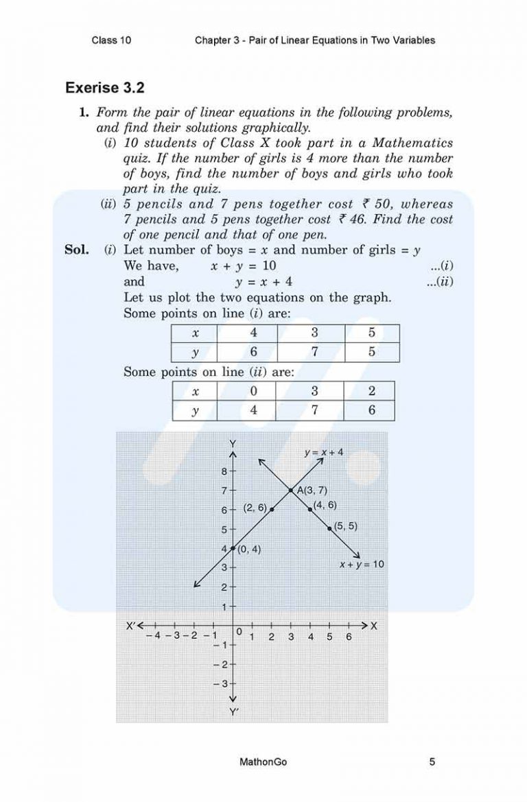 NCERT Solutions for Class 10 Maths Chapter 3 Exercise 3.2 – MathonGo