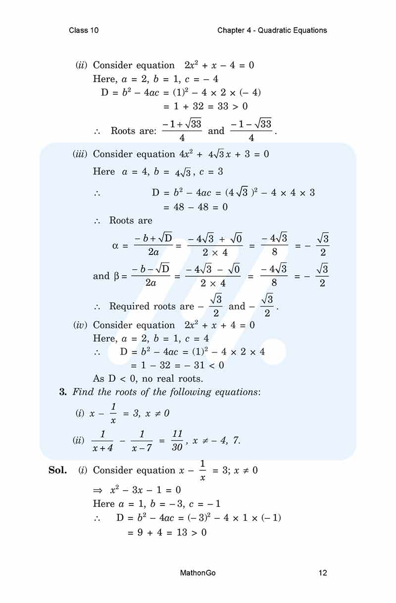 NCERT Solutions for Class 10 Maths Chapter 4 Exercise 4.3 – MathonGo