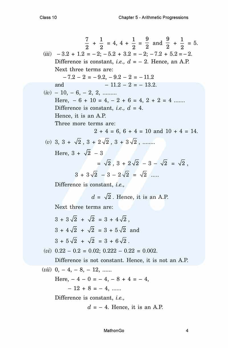 NCERT Solutions for Class 10 Maths Chapter 5 – Arithmetic Progressions ...