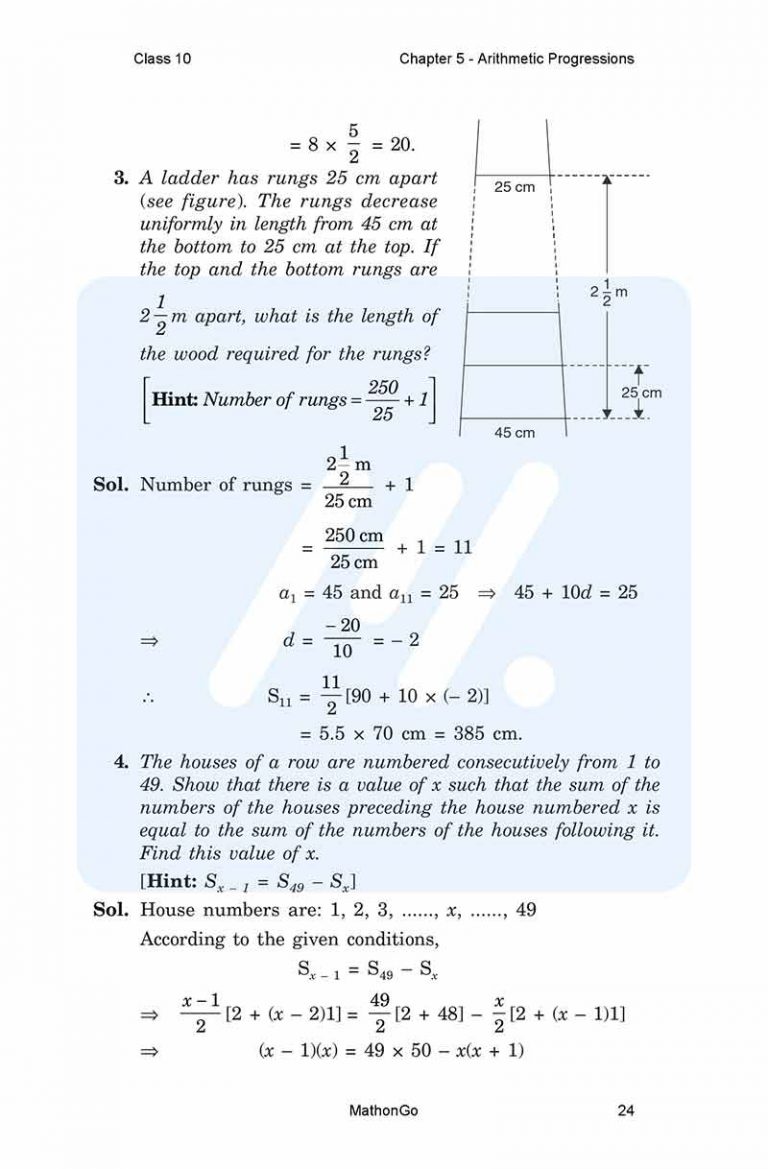 NCERT Solutions for Class 10 Maths Chapter 5 – Arithmetic Progressions ...