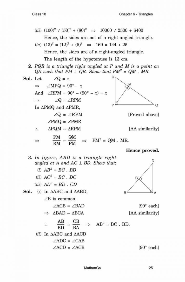 NCERT Solutions for Class 10 Maths Chapter 6 – Triangles – MathonGo