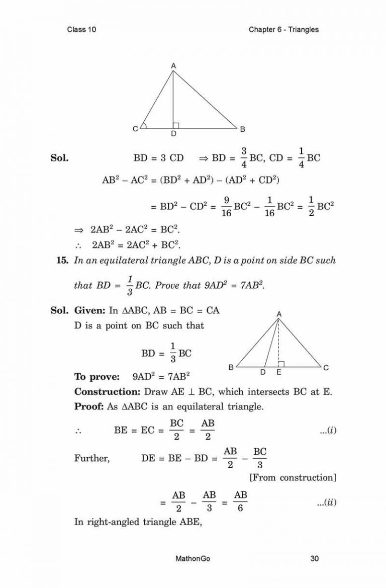 NCERT Solutions for Class 10 Maths Chapter 6 – Triangles – MathonGo