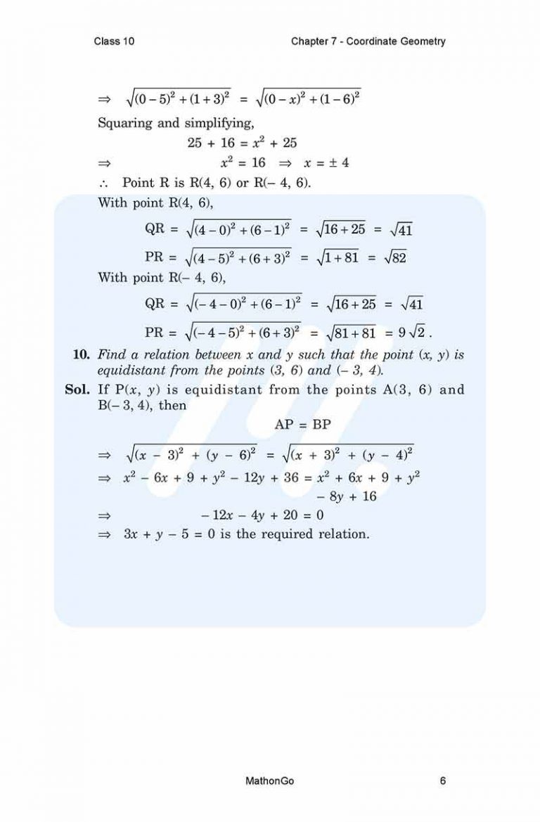 NCERT Solutions for Class 10 Maths Chapter 7 – Coordinate Geometry ...