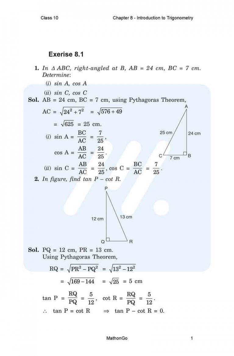 NCERT Solutions for Class 10 Maths Chapter 8 – Introduction to ...