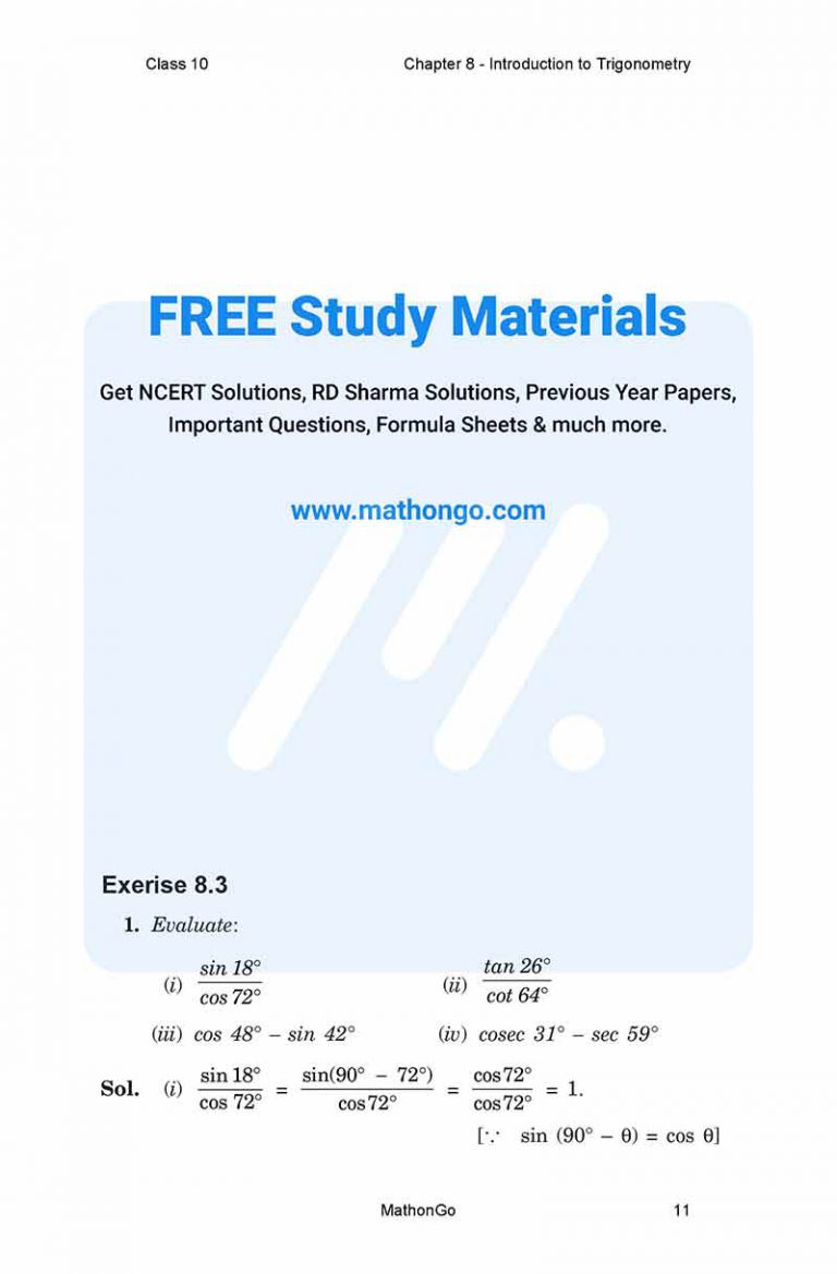 NCERT Solutions for Class 10 Maths Chapter 8 – Introduction to ...