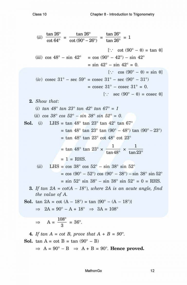 NCERT Solutions for Class 10 Maths Chapter 8 – Introduction to ...