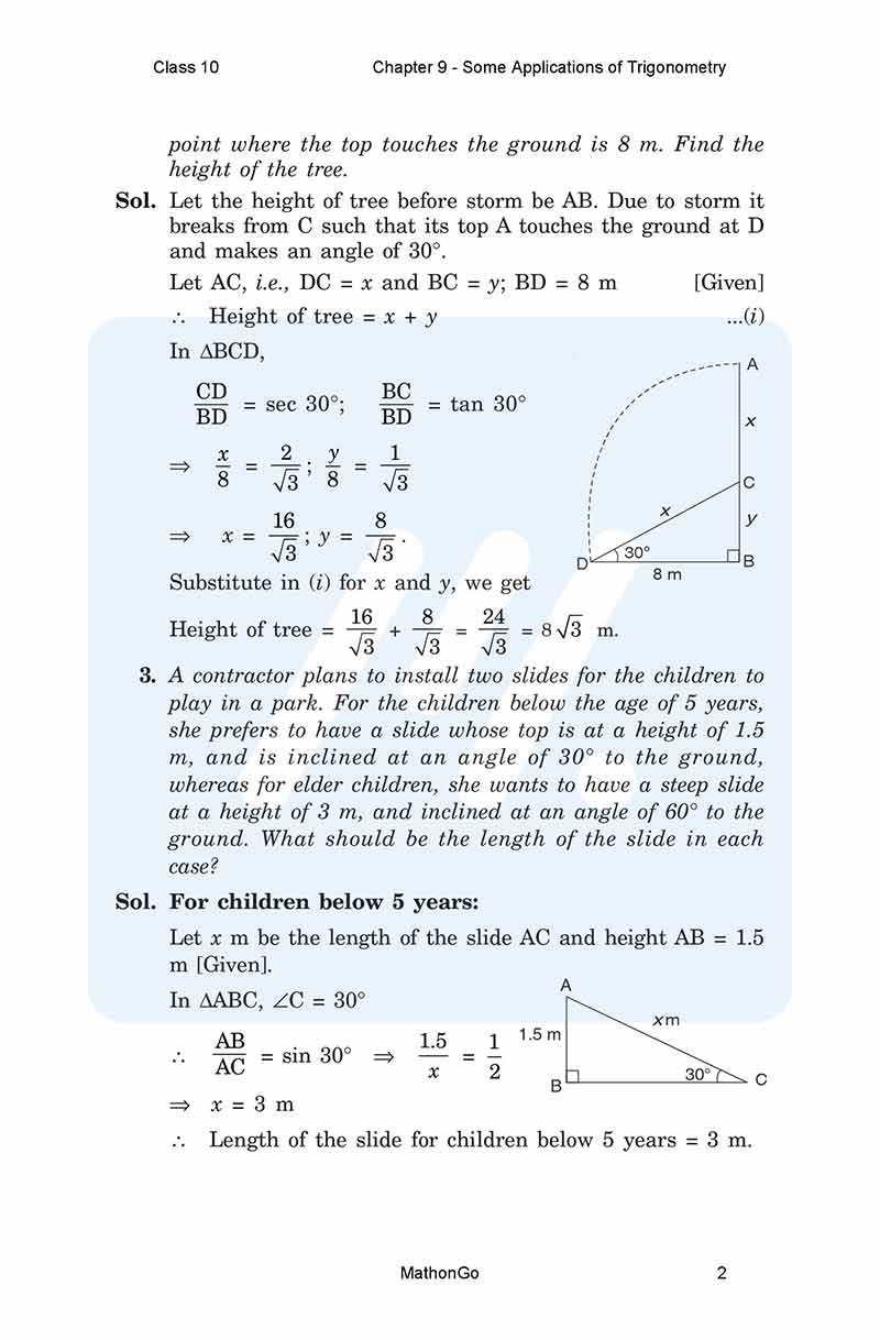 NCERT Solutions for Class 10 Maths Chapter 9 – Some Applications of ...